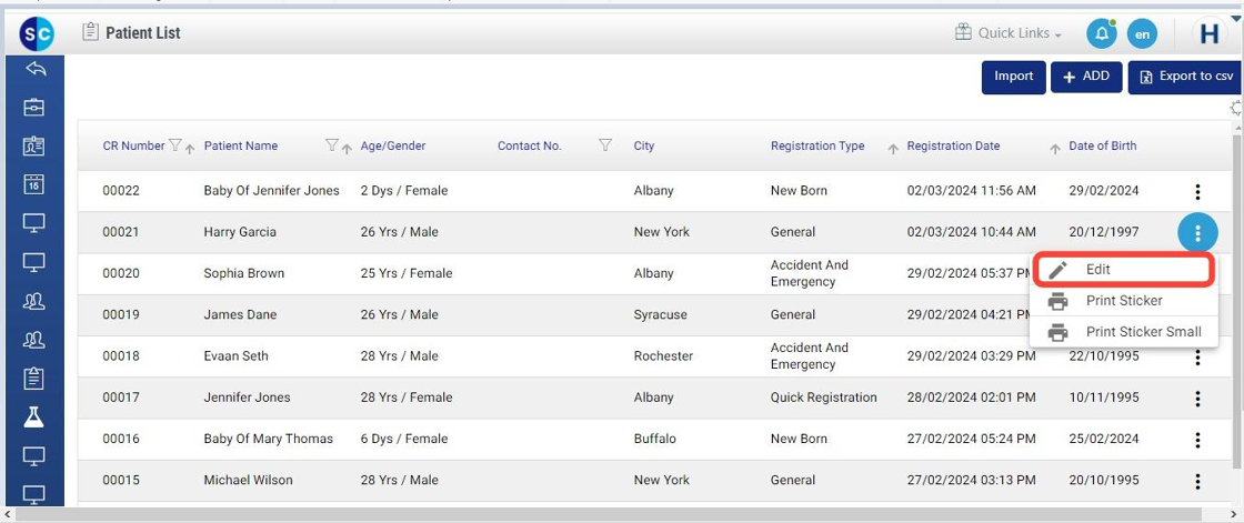 Edit Patient Details – JVS Group
