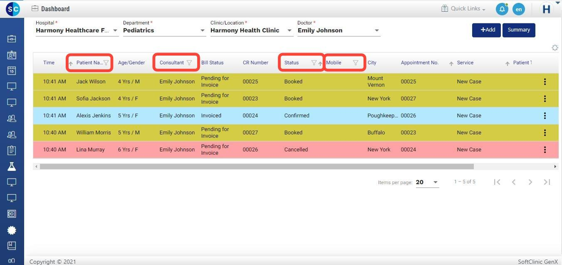 Appointment list Customization – JVS Group
